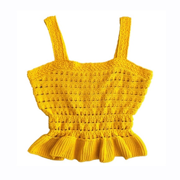 J. Crew | Tops | J Crew Crochet Ruffle Sweatertank | Poshmark